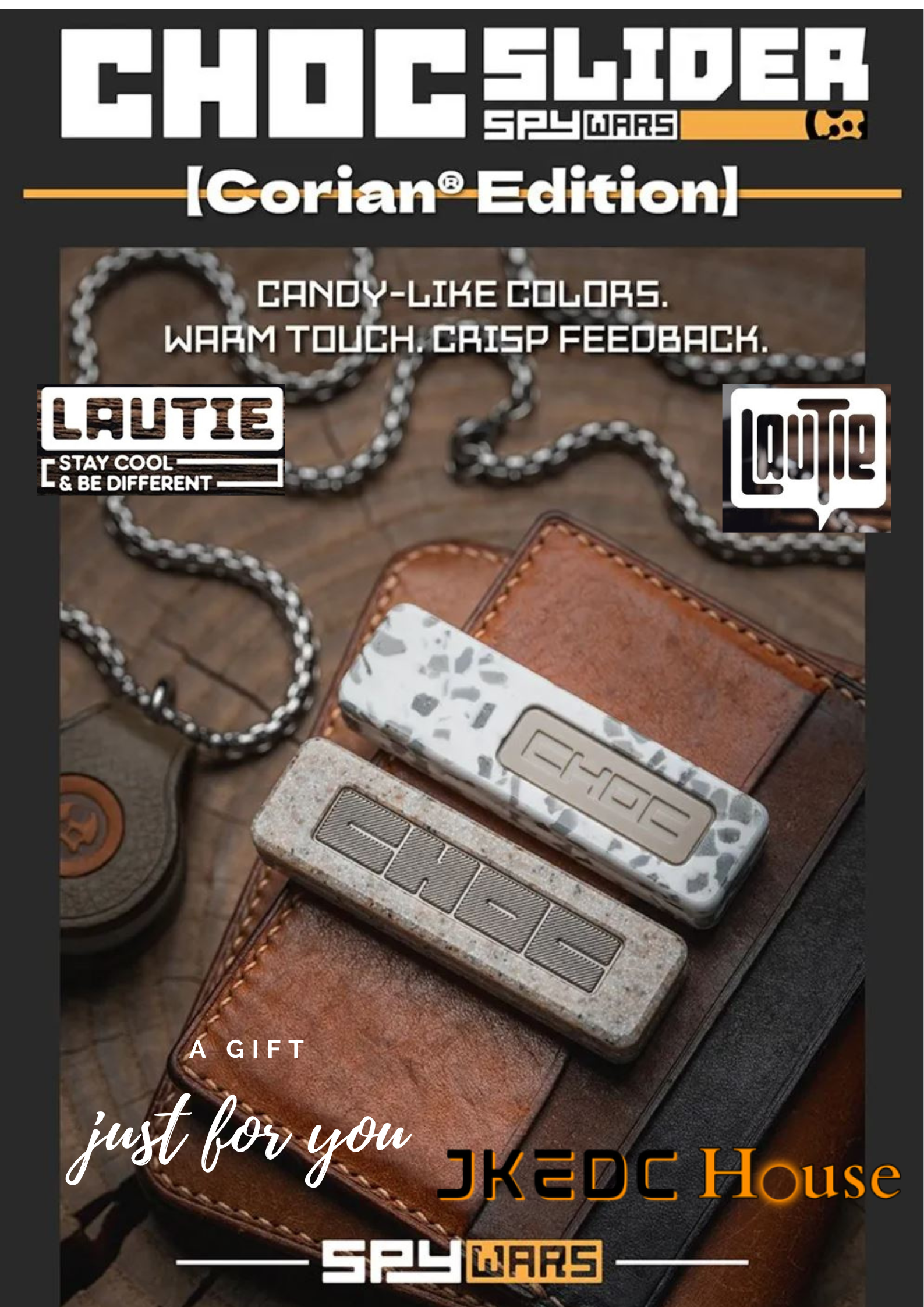 Lautie Choc Corian Mechanical EDC Hand Haptic Fidget Slider for Collec ...